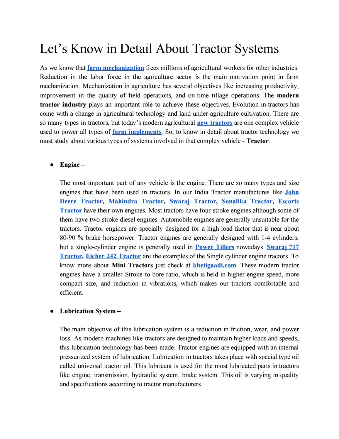 Let’s Know in Detail About Tractor Systems by gaadikheti - Issuu