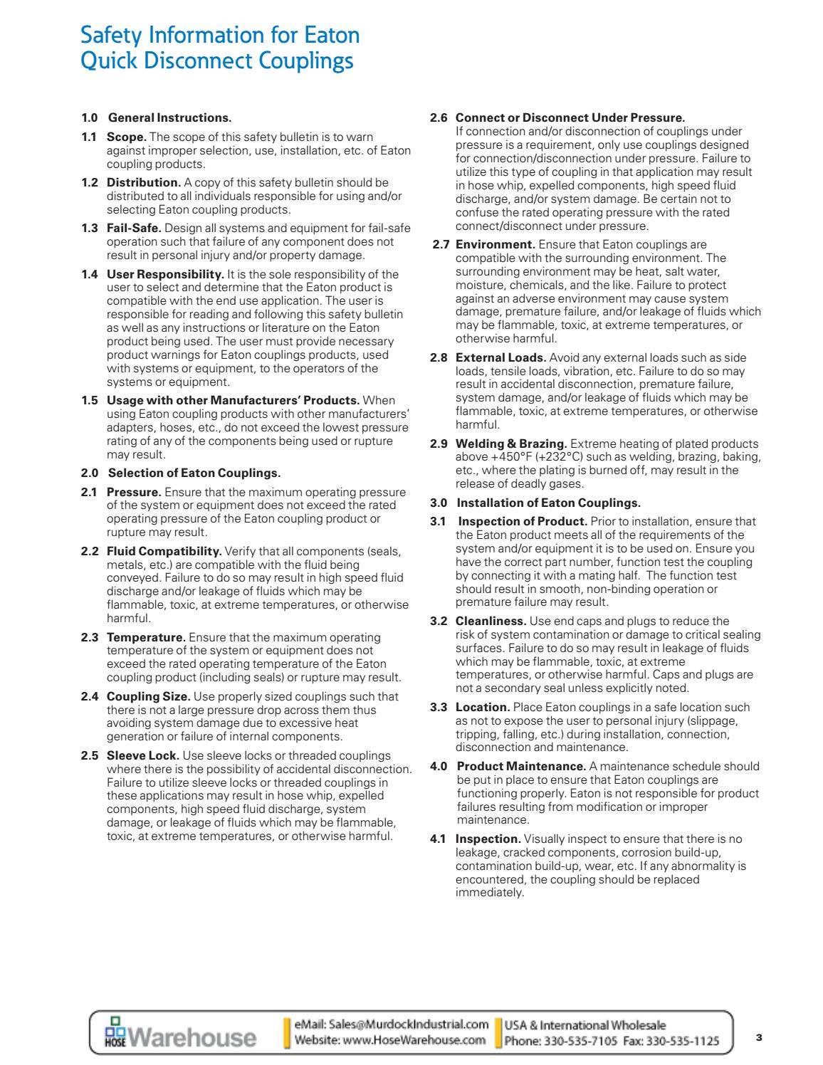 Eaton Hansen Quick Disconnect Coupling PDF Catalog Catalogue ISO A B ...