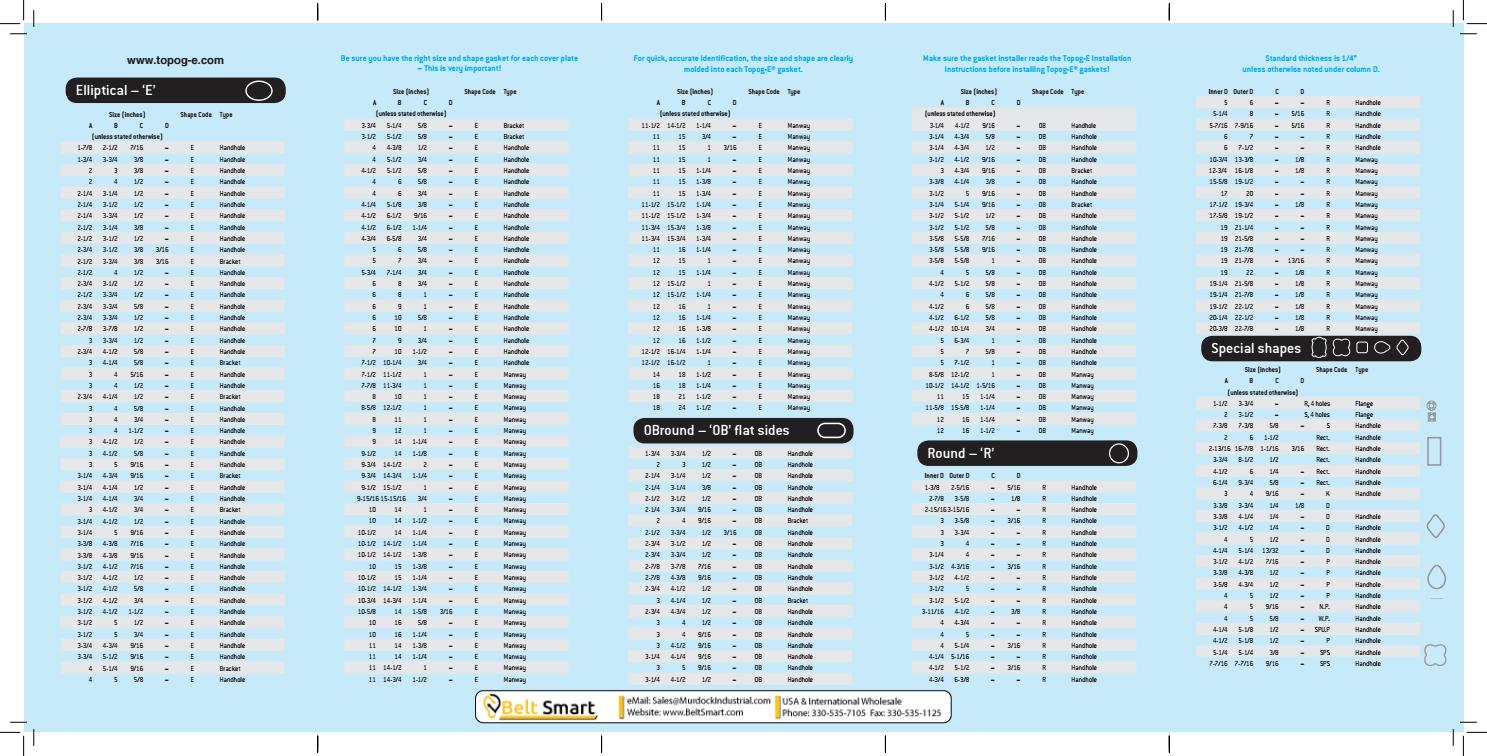 Topog-e Topoge Steam Boiler HandHole Gaskets PDF Catalog Catalogue ...