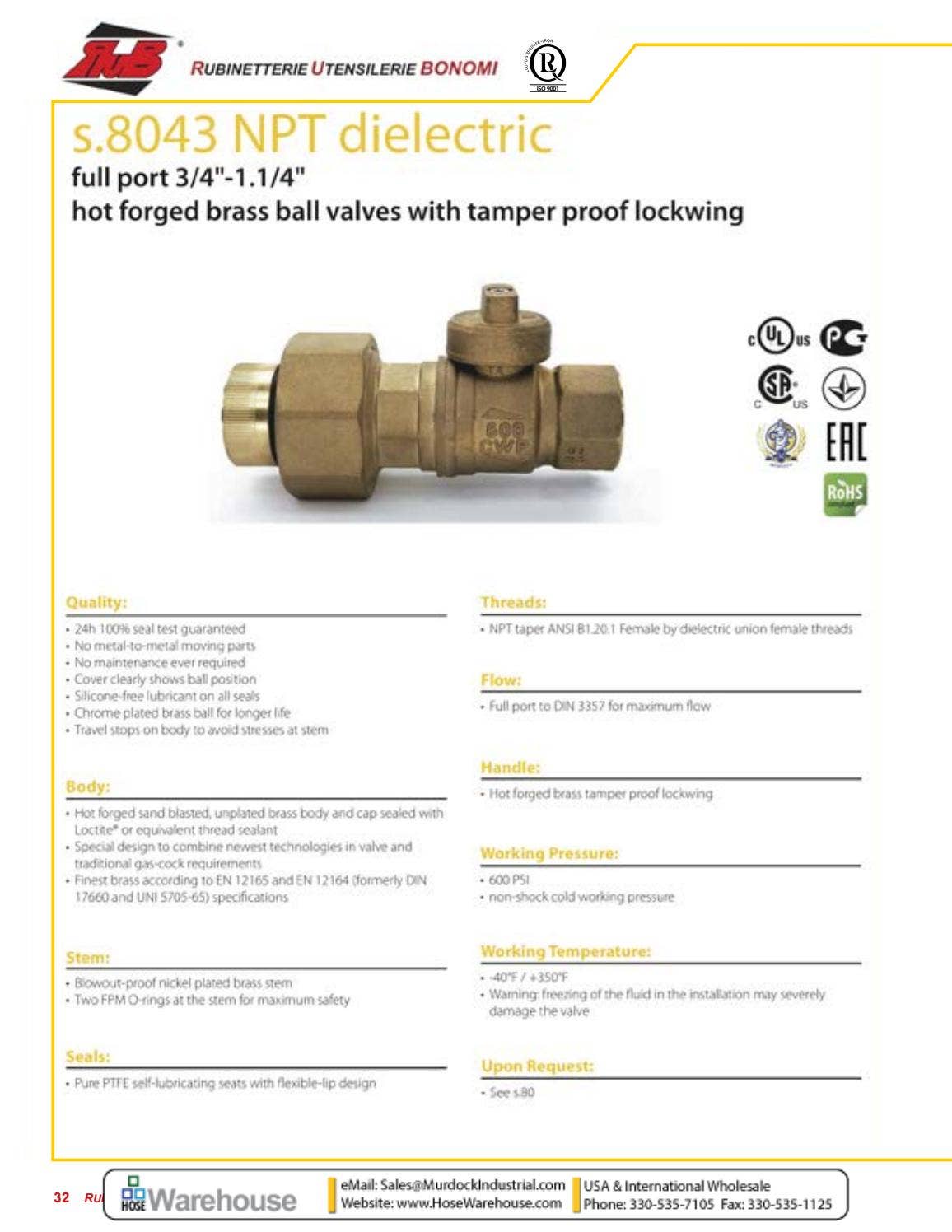 Rub Valves PDF Catalog Catalogue one two way shut off Ball Valves and ...