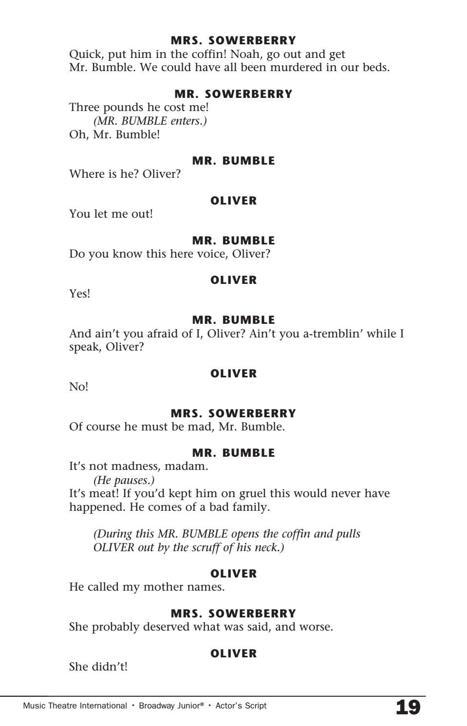 Oliver JR Perusal Actor's Script | Vebuka.com