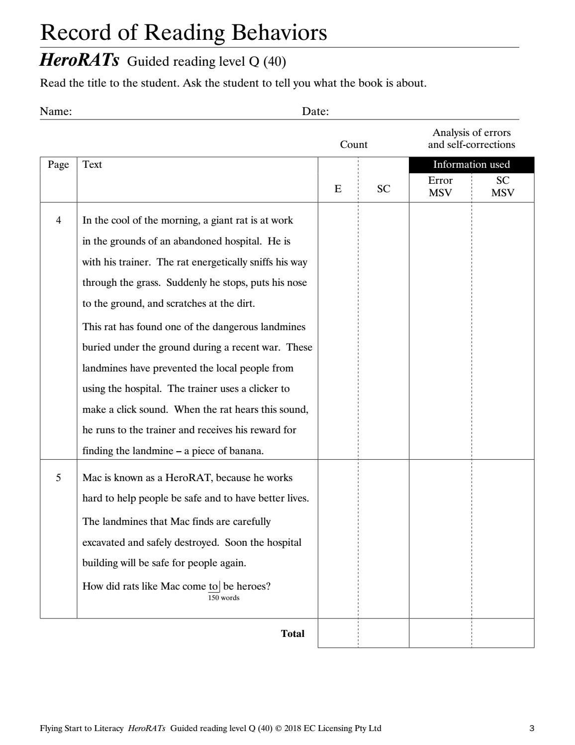 Hero Rats Reading Record by Okapi - Issuu