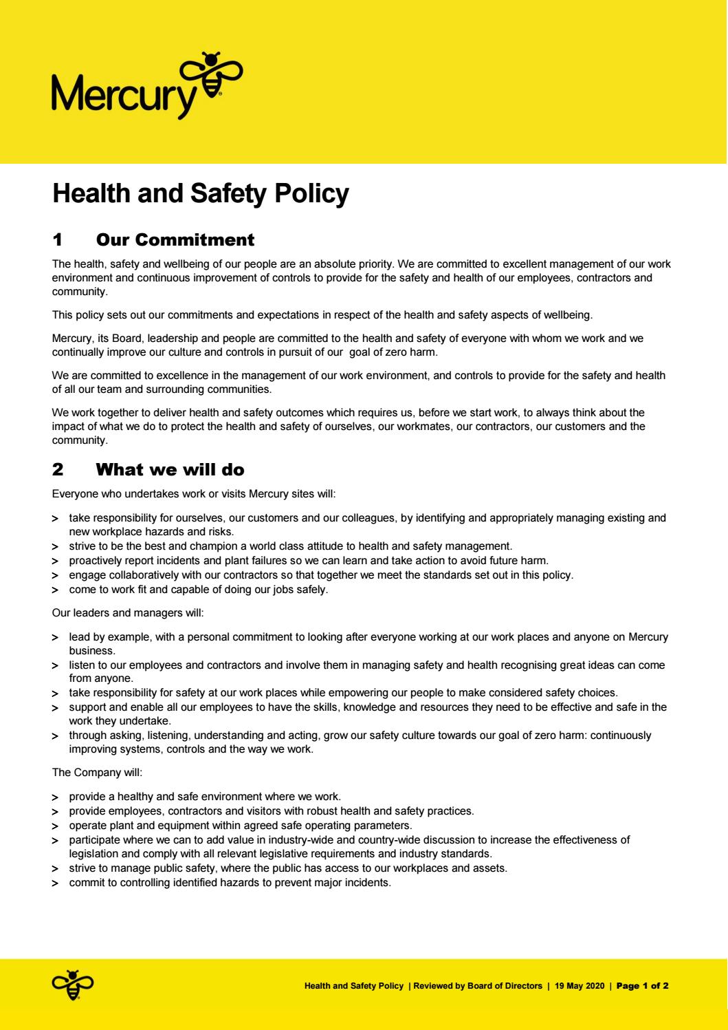 Health And Safety Policy By Mercury Issuu