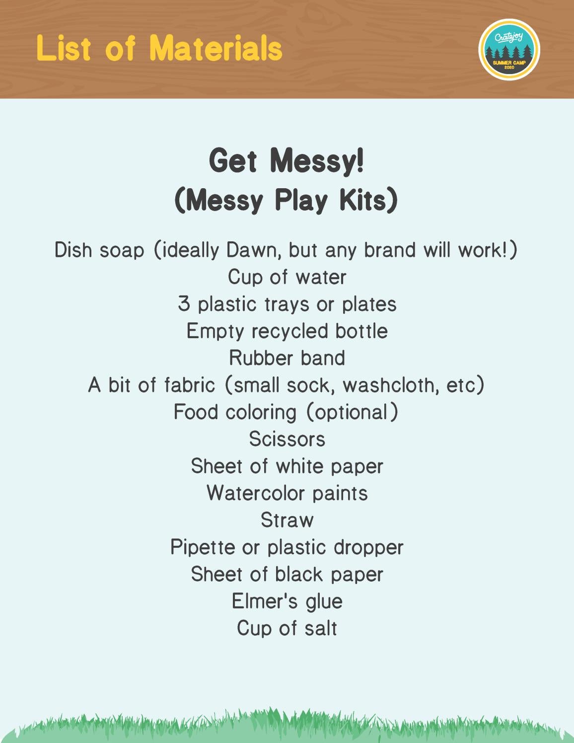 List of Materials: Get Messy with Messy Play Kits! by cratejoy - Issuu