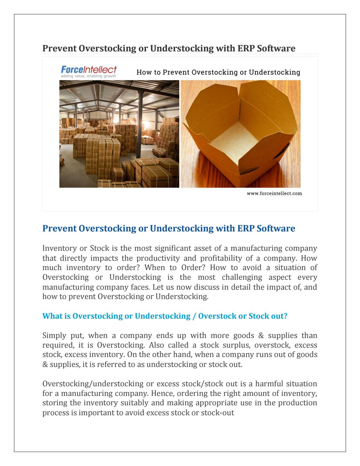 How to Avoid Overstocking/Understocking with ERP? by Force Intellect - Issuu