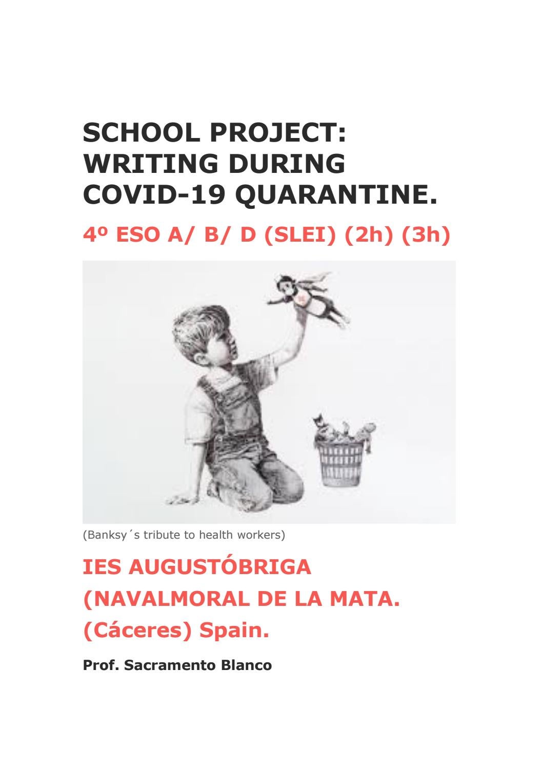 School project: writing during Covid 19 Quarantine. by sacramento ...