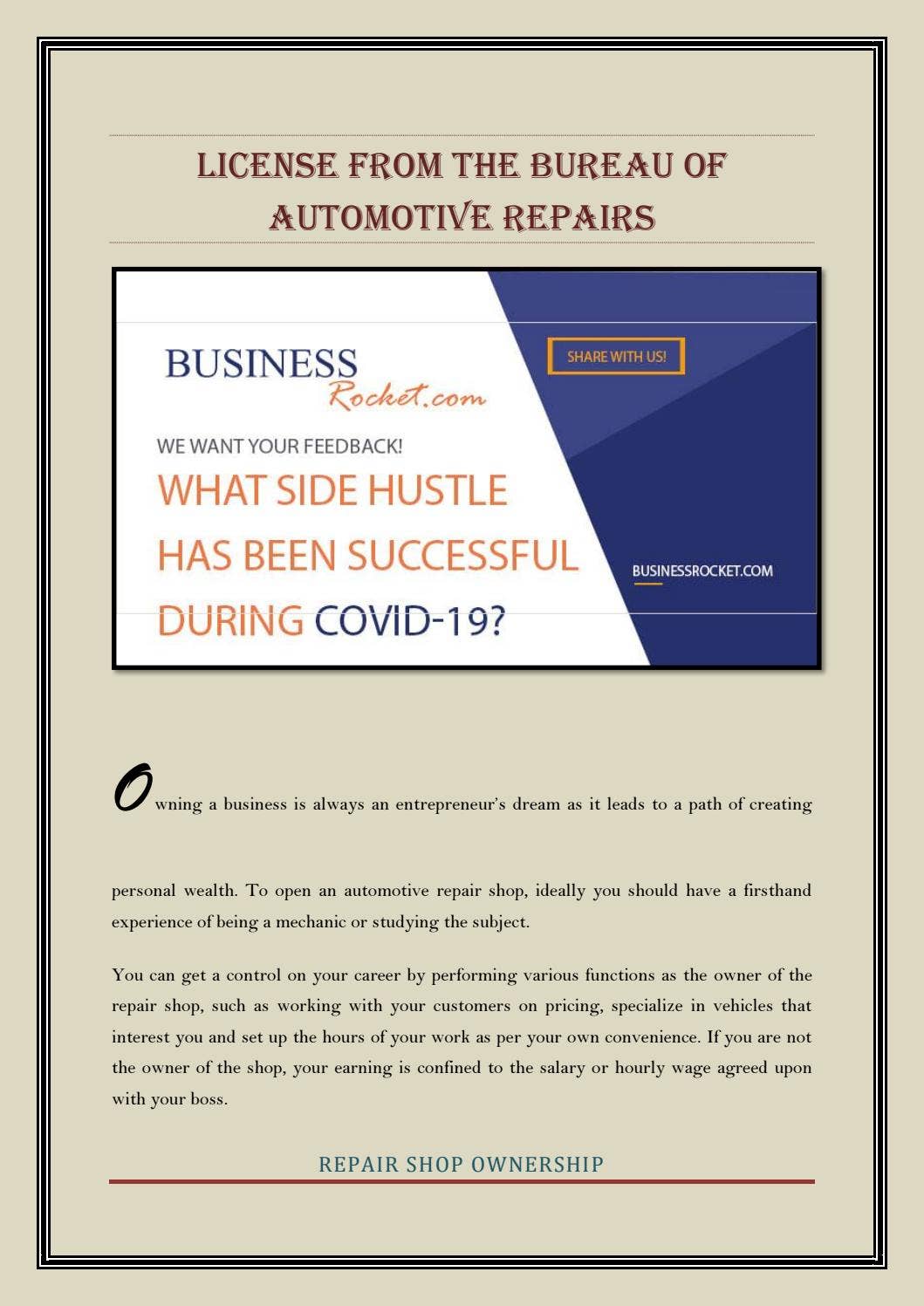 License from the Bureau of Automotive Repairs by BusinessRocket, Inc ...