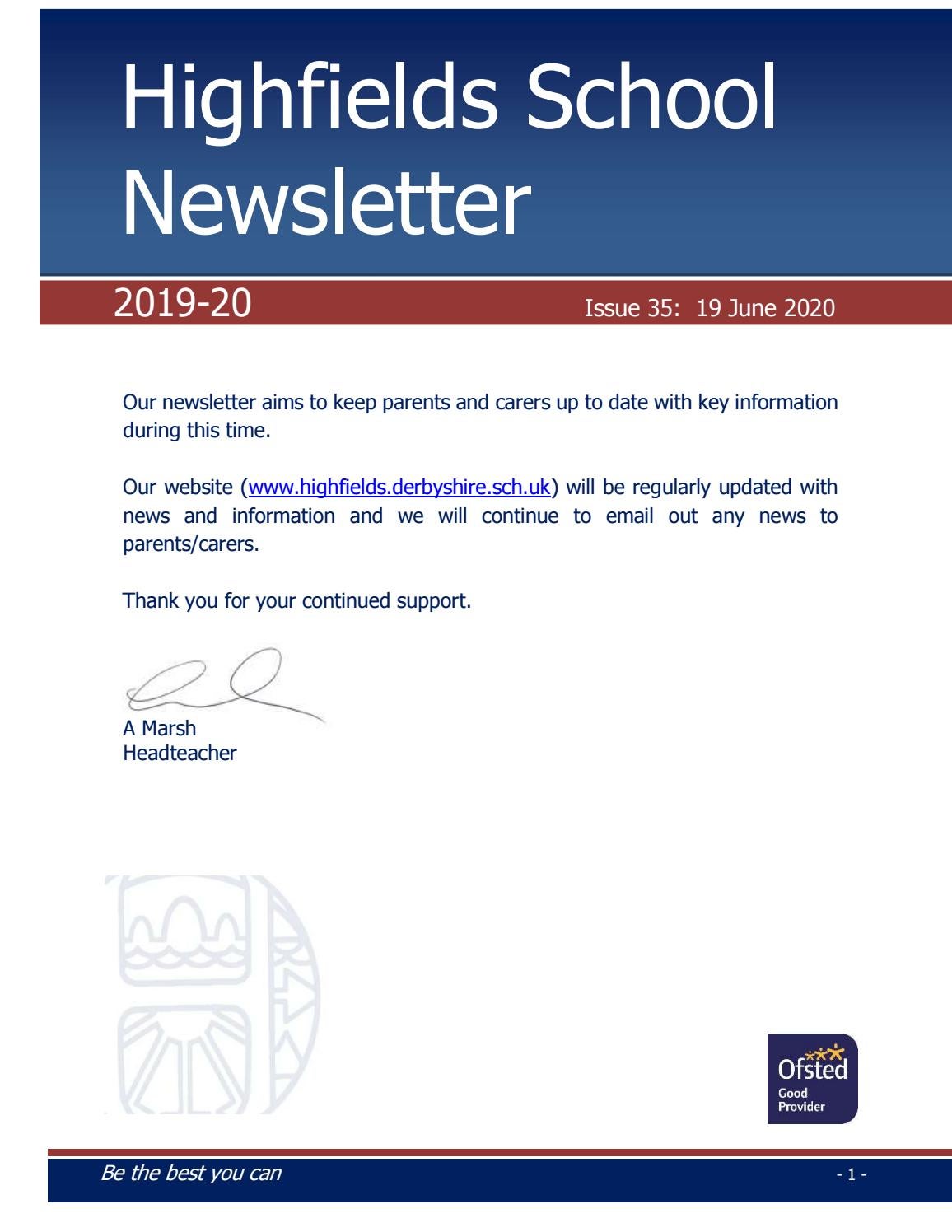 Highfields Newsletter Issue 35 by Highfields School - Issuu