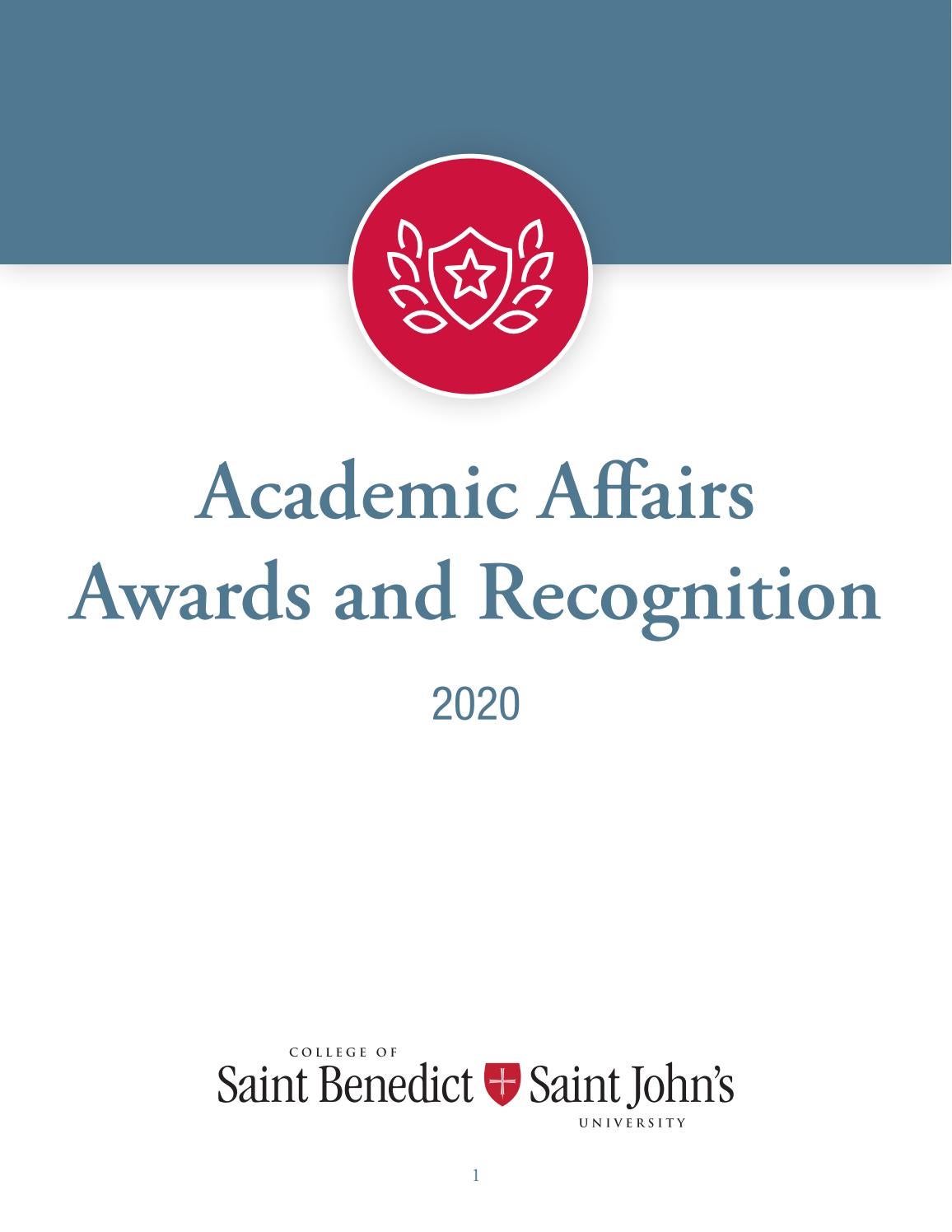 2020 Academic Affairs Awards and Recognition by CSB+SJU - Issuu