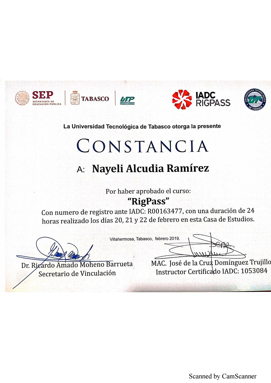 Certificación RIGPASS y credencial vigente by Nayeli Alcudia Ramirez ...
