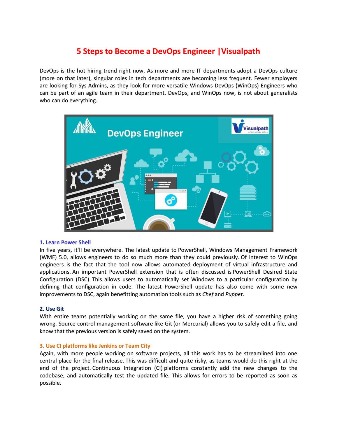 5 Steps To Become A Devops Engineer Visualpath By Rajanivisualpath Issuu