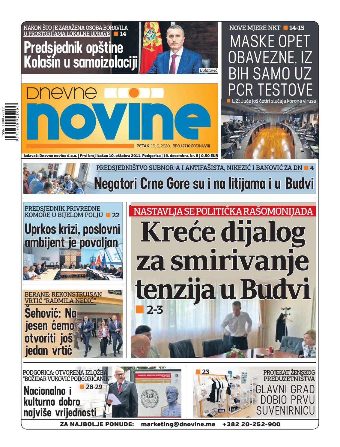 Dnevne novine 19. jun 2020. by Dnevne Novine - Issuu