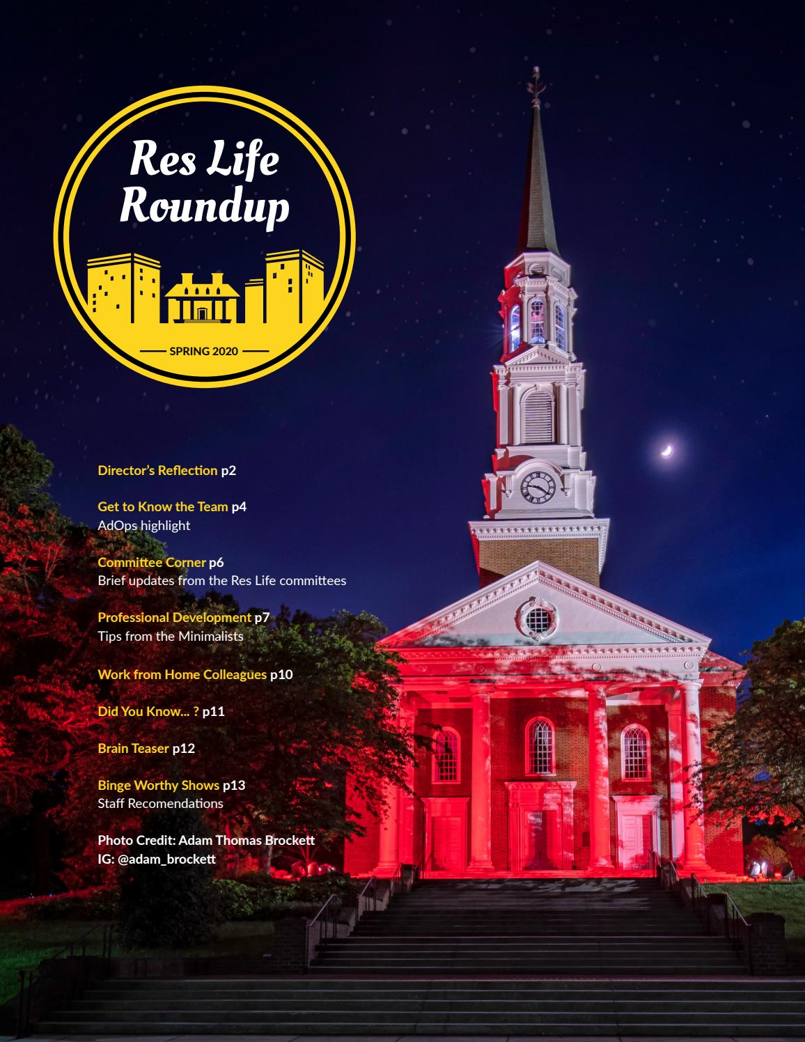 Res Life Roundup Spring 2020 Vol. 2 by Department of Resident Life - Issuu
