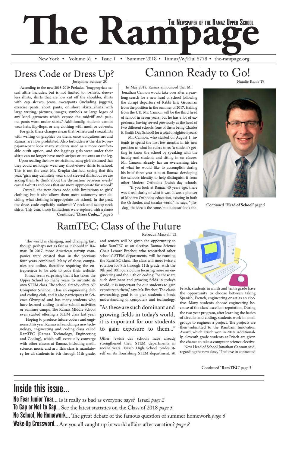 Volume 52, Issue 1 (Summer 2018) - The Rampage by The Rampage - Issuu