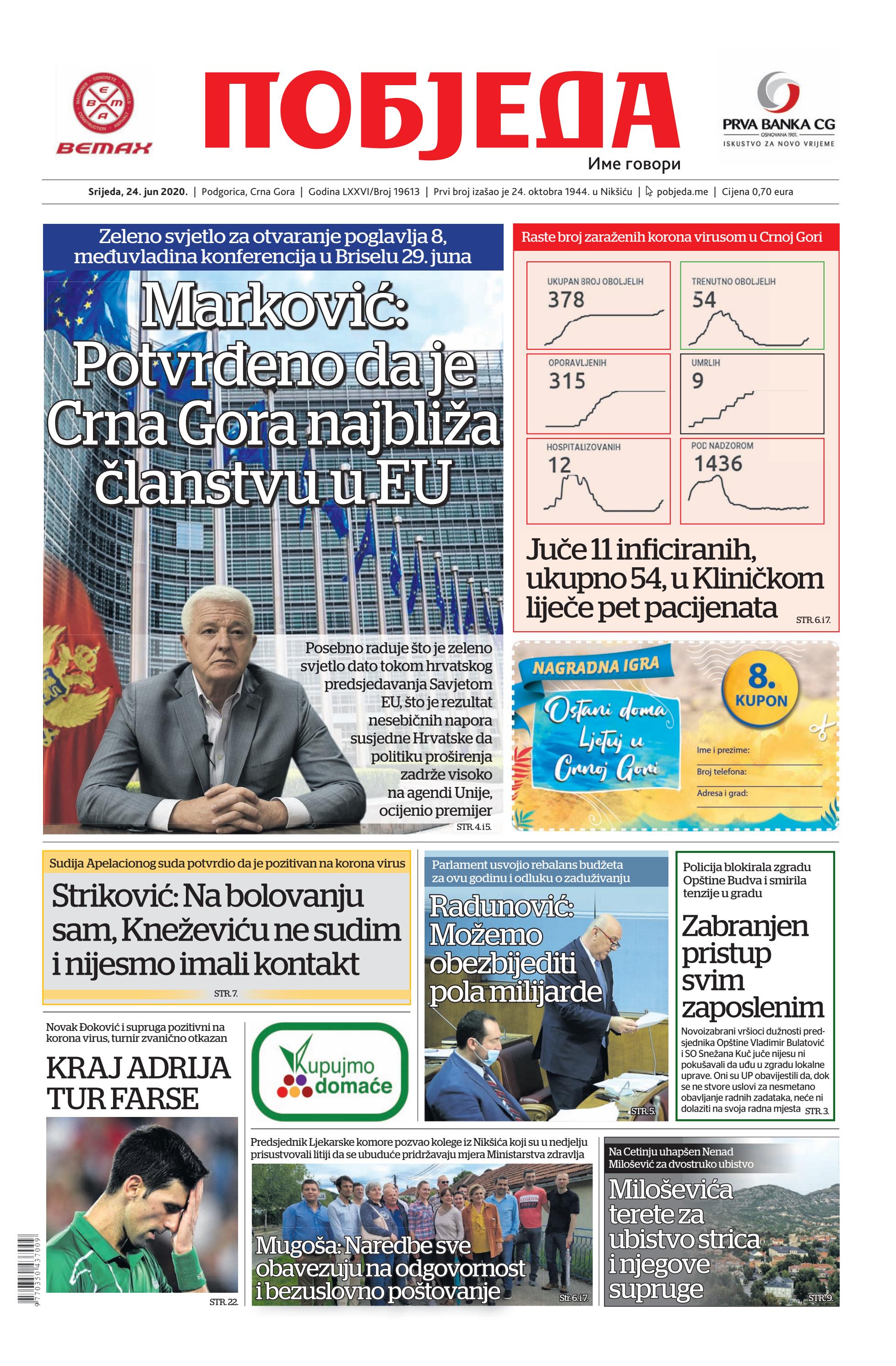 Dnevni list Pobjeda 24.06.2020. by Pobjeda - Issuu