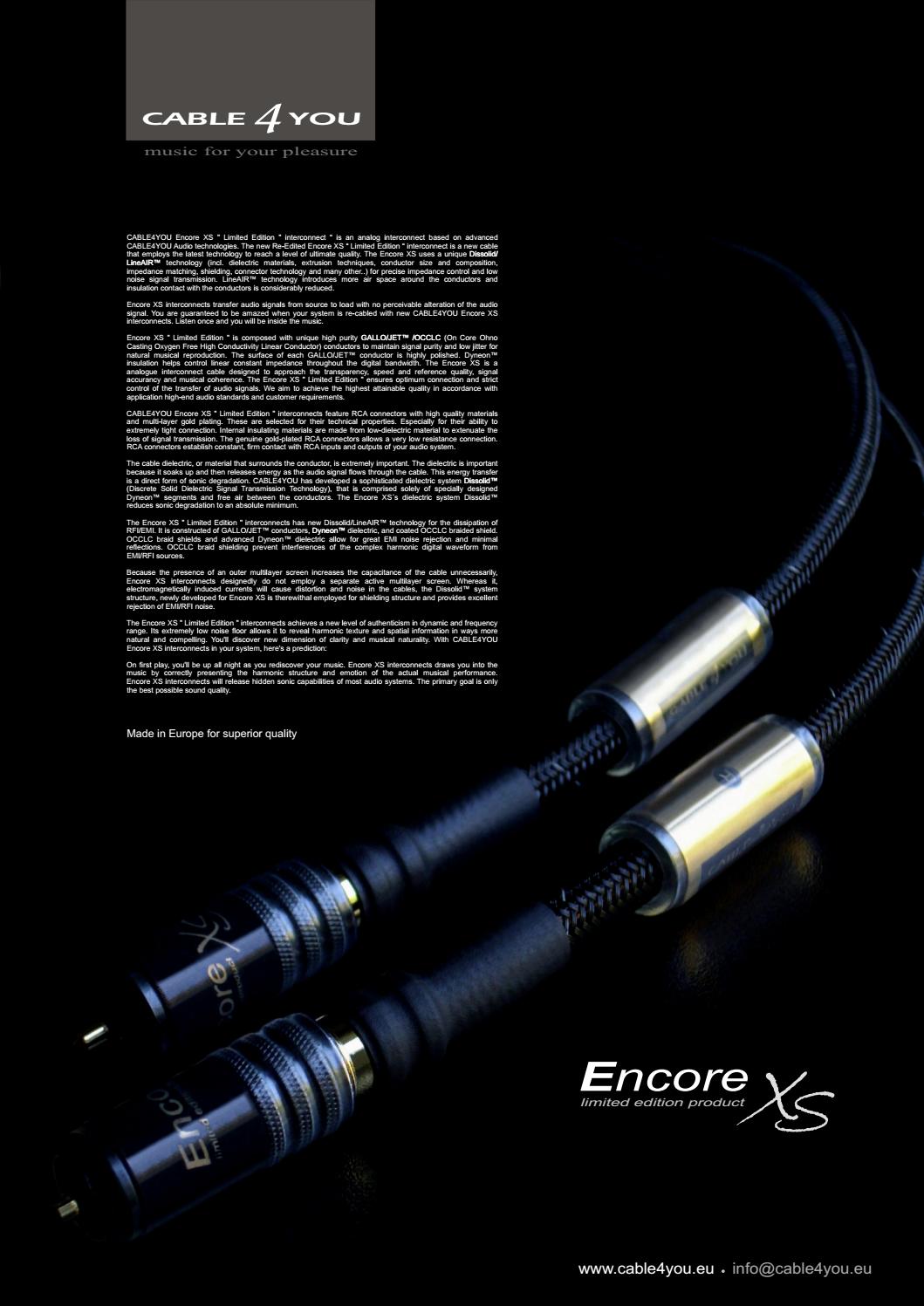 CABLE4YOU Encore XS™ Limited Edition 2020 by CABLE4YOU Audio - Issuu
