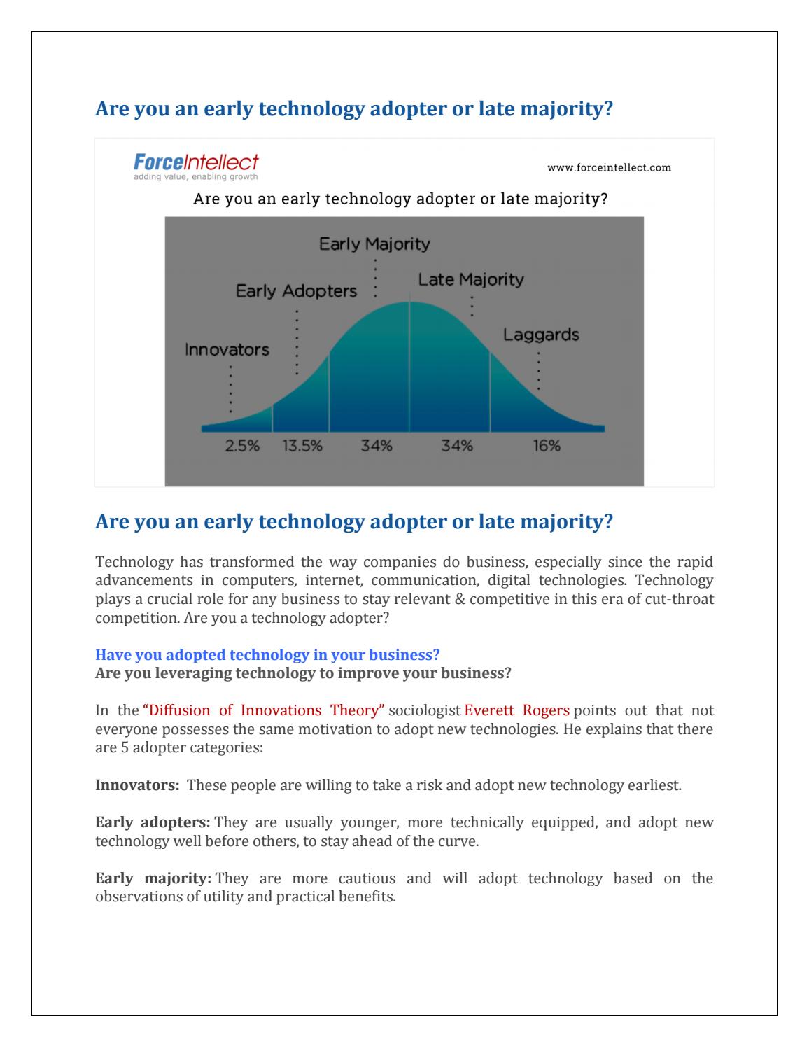 Are you an early technology adopter or last majority? by Force ...