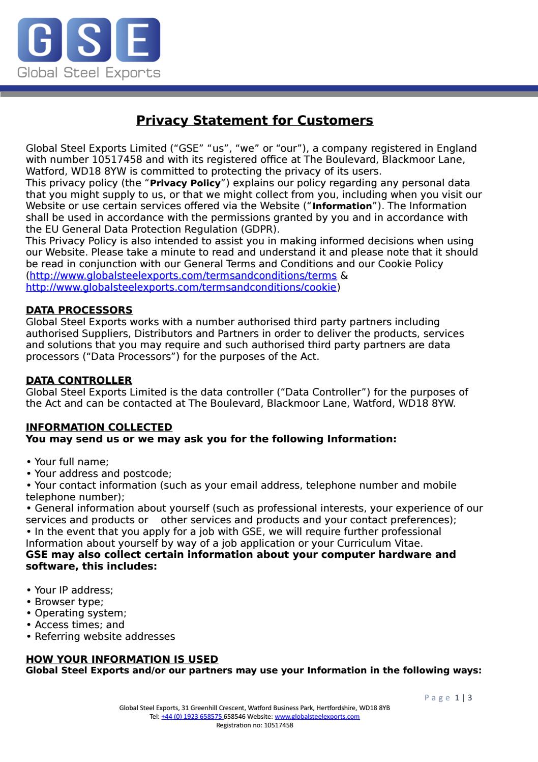 GSE - 006 - Customer Privacy Statement by Storm Technologies Ltd - Issuu