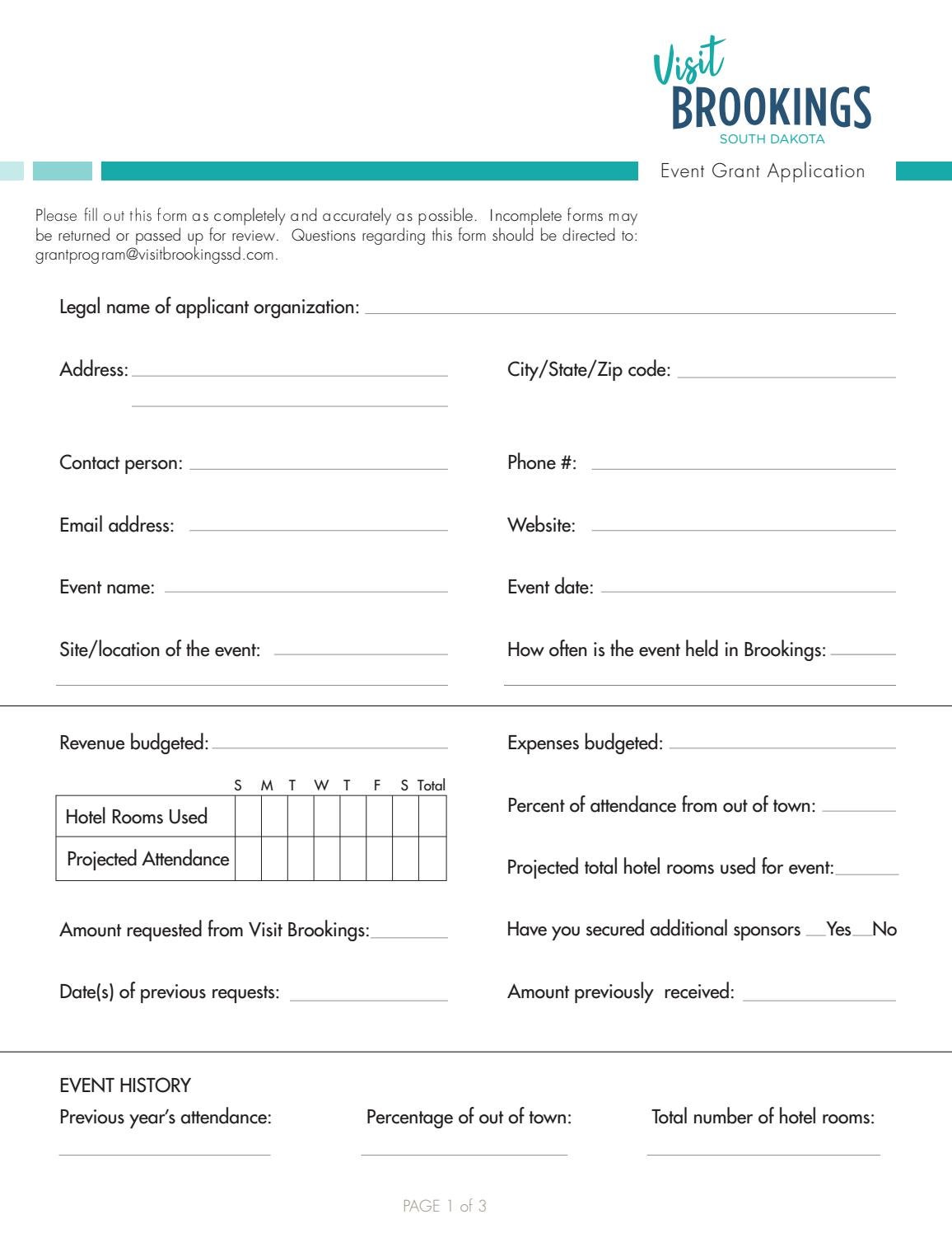 Visit Brookings Event Grant Application by Visit Brookings - Issuu