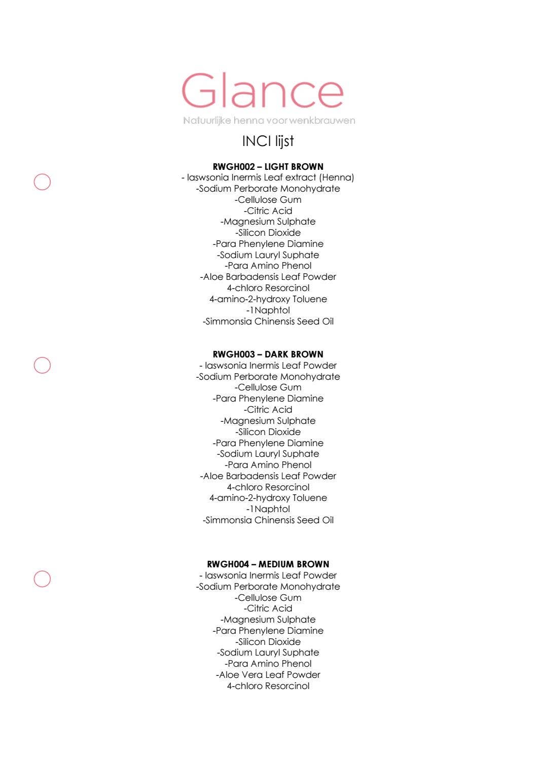 GLANCE INCI LIST by Beauty International - Issuu
