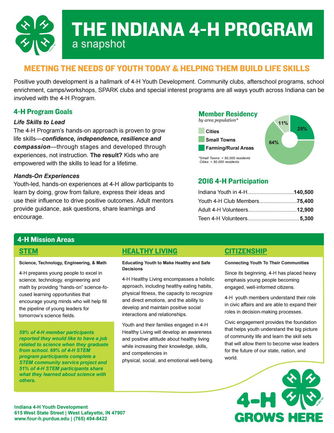 Indiana 4-H Foundation 2018 Fact Sheet by stefanie mojonnier - Issuu