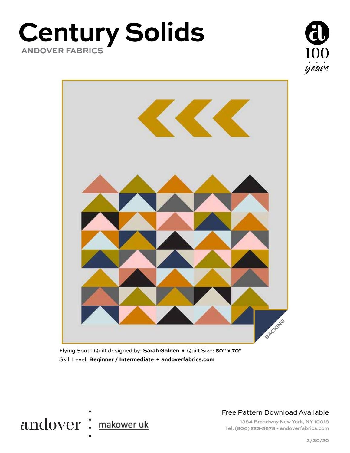 Andover Century Solids + Sarah Golden - Flying South Free Quilt Pattern ...