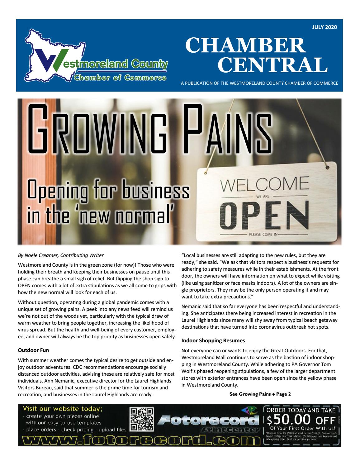 Chamber Central Newsletter July 2020 by Westmoreland County Chamber of ...