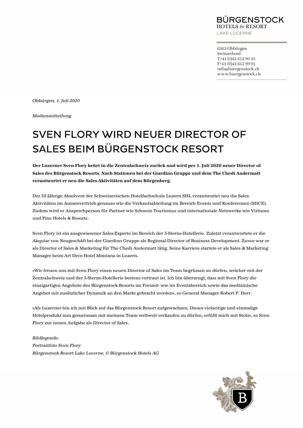 Media Release | 200701 Sven Flory wird neuer Director of Sales beim ...