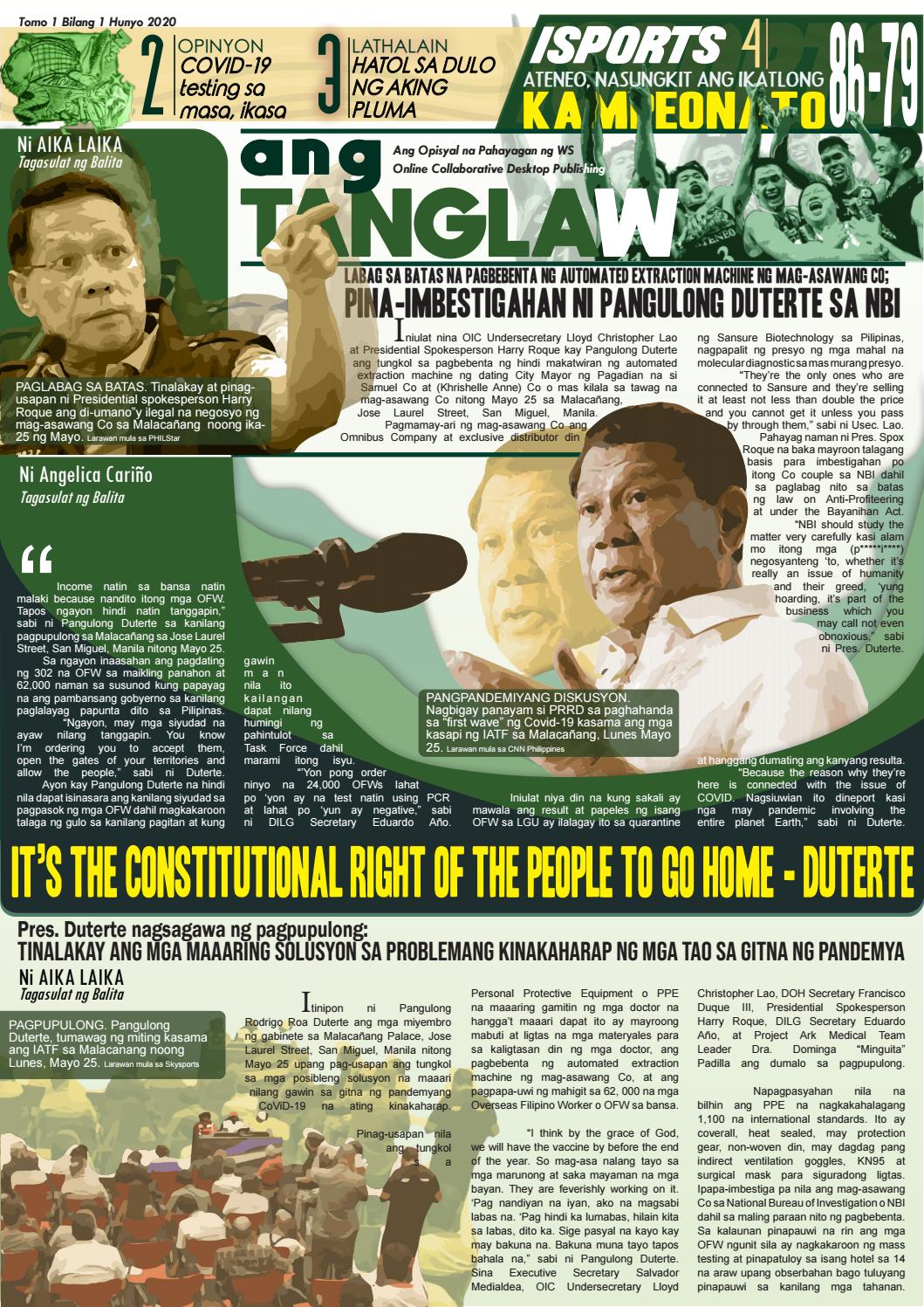 Ang Tanglaw - JHS Hunyo 2020 by satojitolance - Issuu