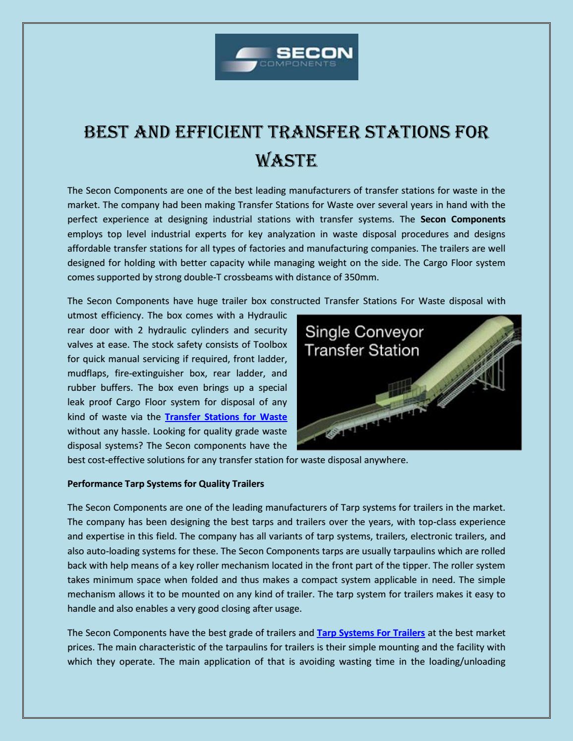 Best and Efficient Transfer Stations for Waste by SECON COMPONENTS S.L ...