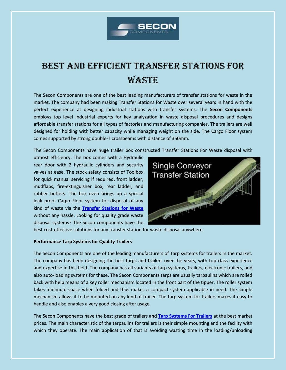 Best and Efficient Transfer Stations for Waste by SECON COMPONENTS S.L ...