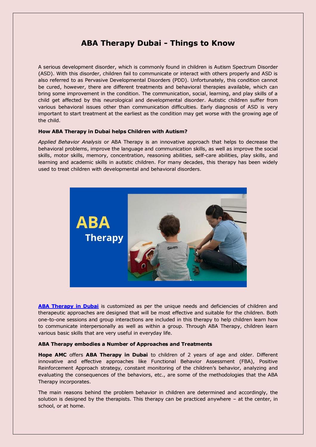 ABA Therapy Dubai - Things to Know by Rehan Naser - Issuu
