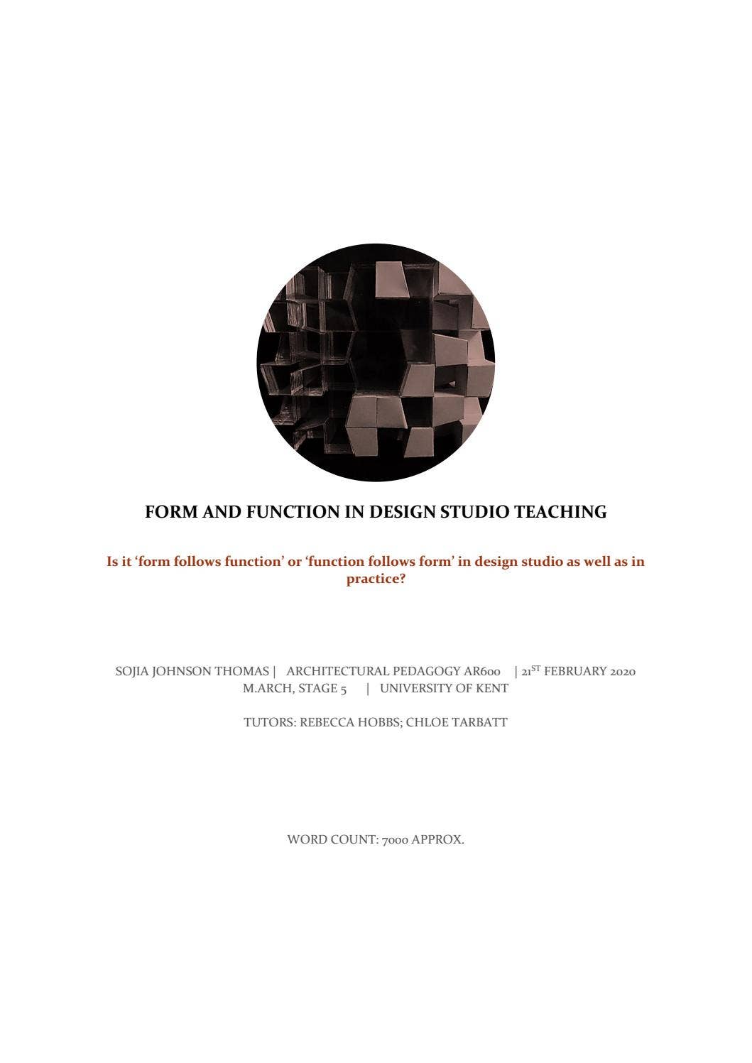 Form and Function in design studio teaching by arch.sojiajohnson - Issuu