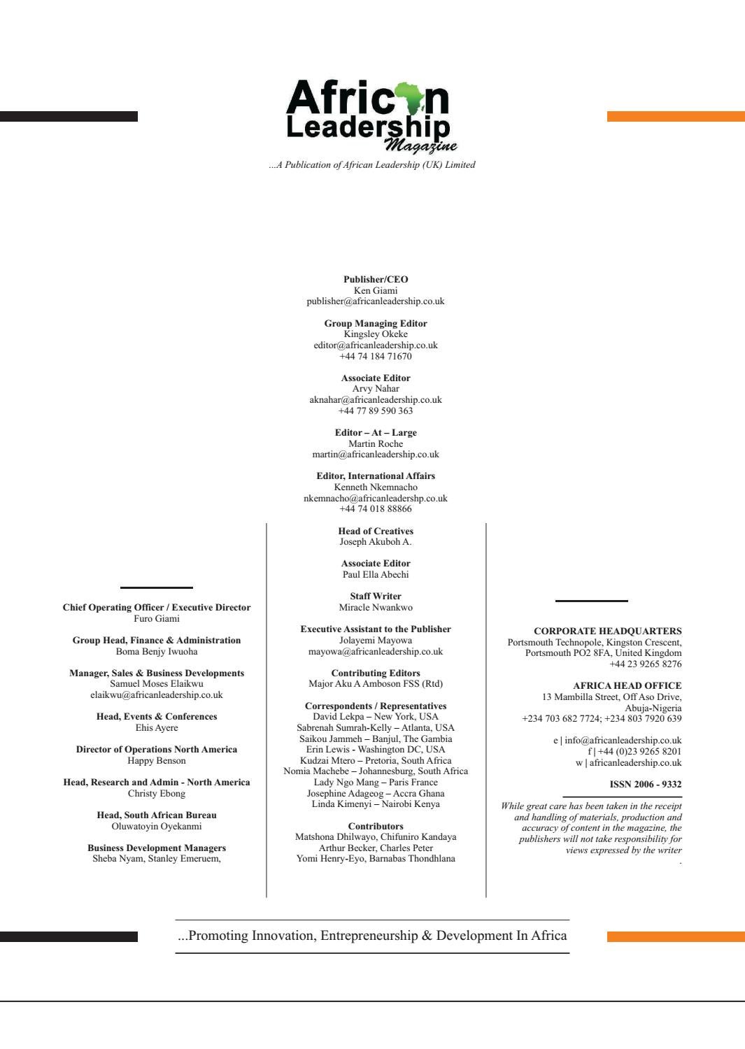 African Leadership Magazine July - August 2020 Edition by ...