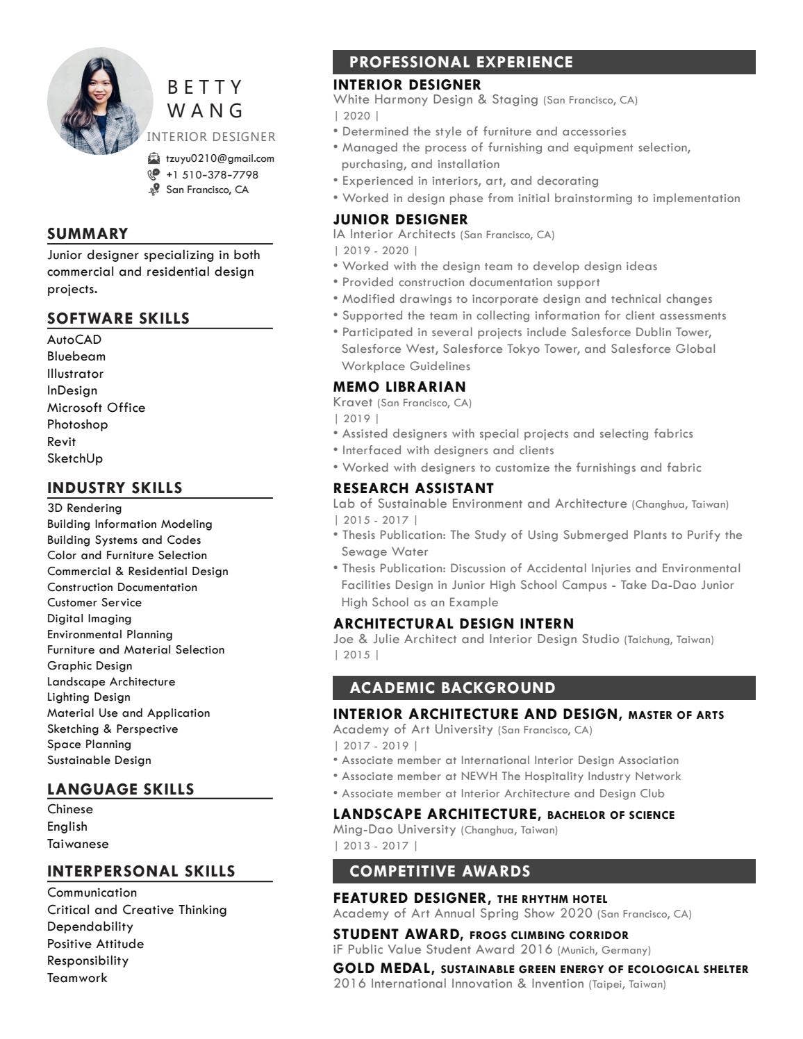 Resume 2020 | Betty Wang by Betty Wang - Issuu