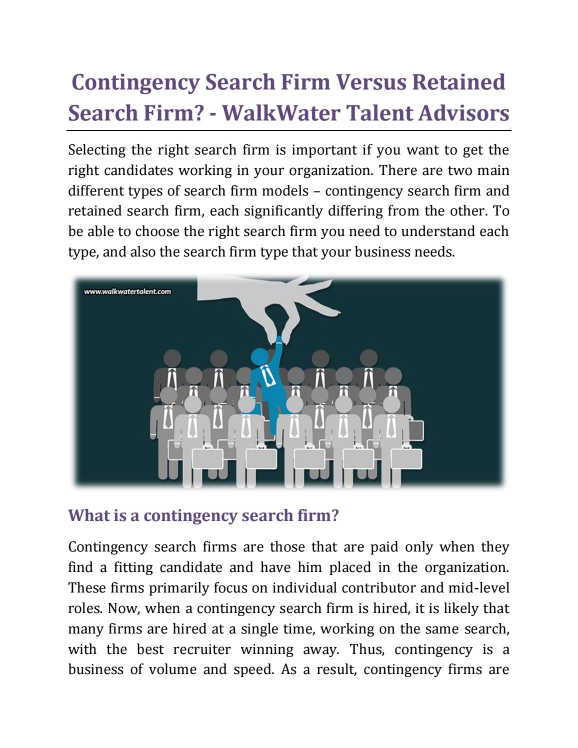 Contingency Search Firm Versus Retained Search Firm - WalkWater Talent ...