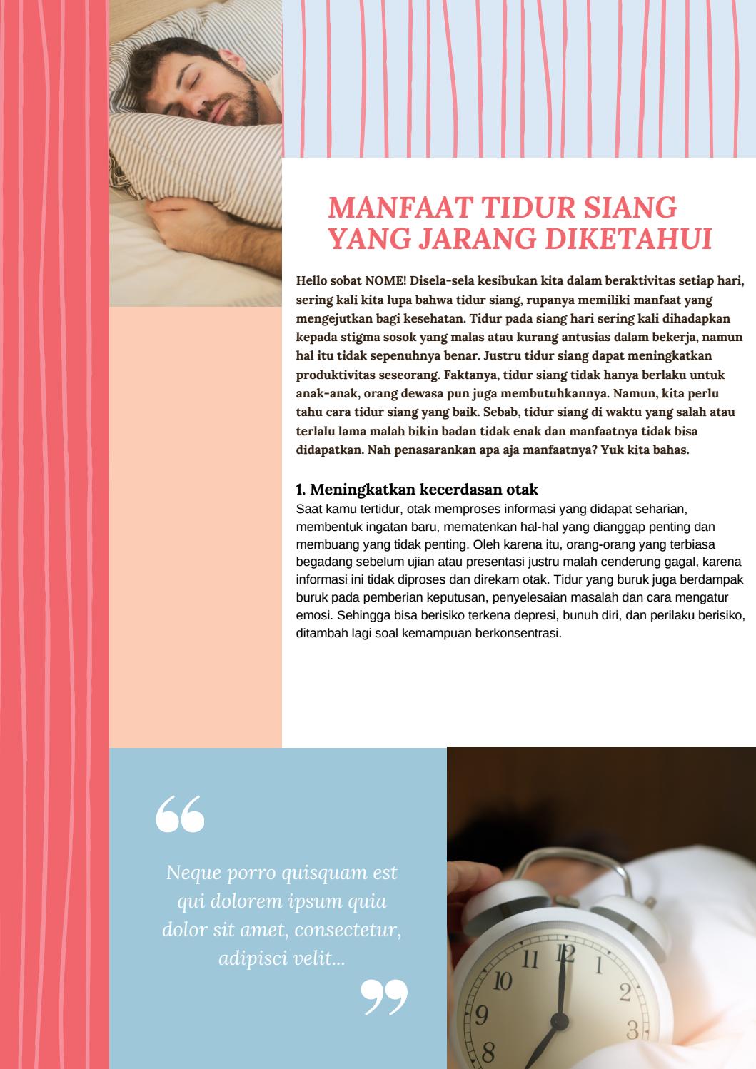 MANFAAT TIDUR SIANG YANG JARANG DIKETAHUI by MSCIA Brawijaya - Issuu