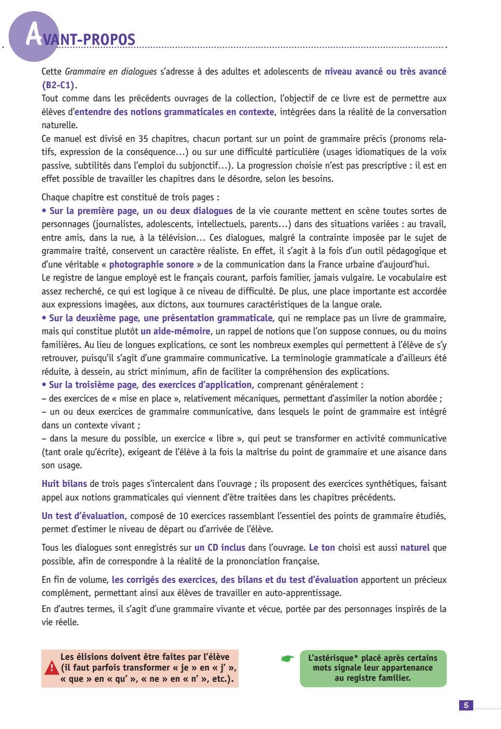 Grammaire en dialogues - Niveau avancé (B2/C1) by CLE International - Issuu