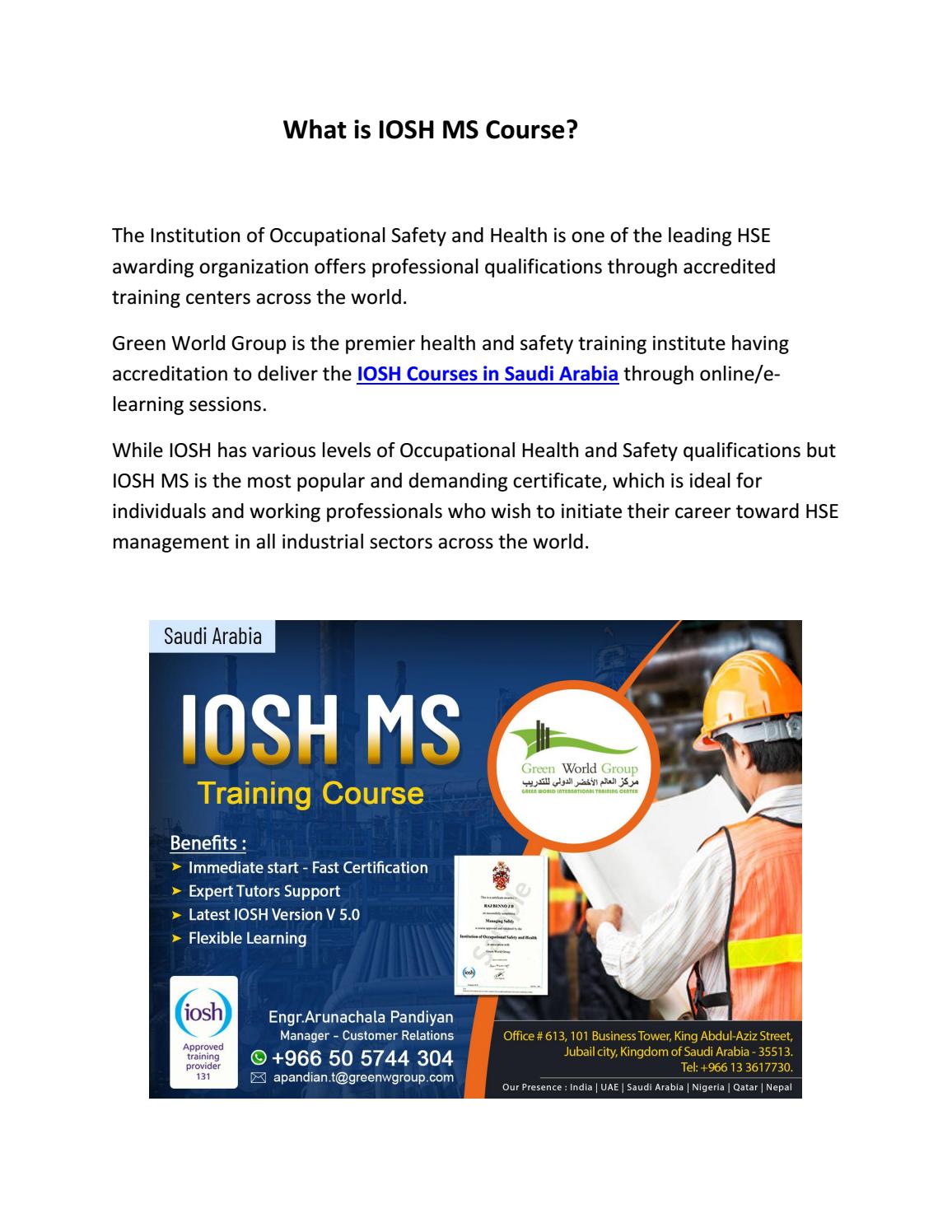 What Is IOSH MS Course By Elizhabethgwg Issuu