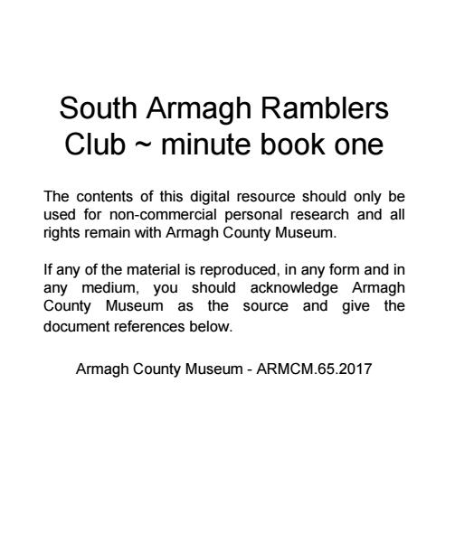 South Armagh Ramblers Club ~ minute book one by Armagh City Banbridge ...