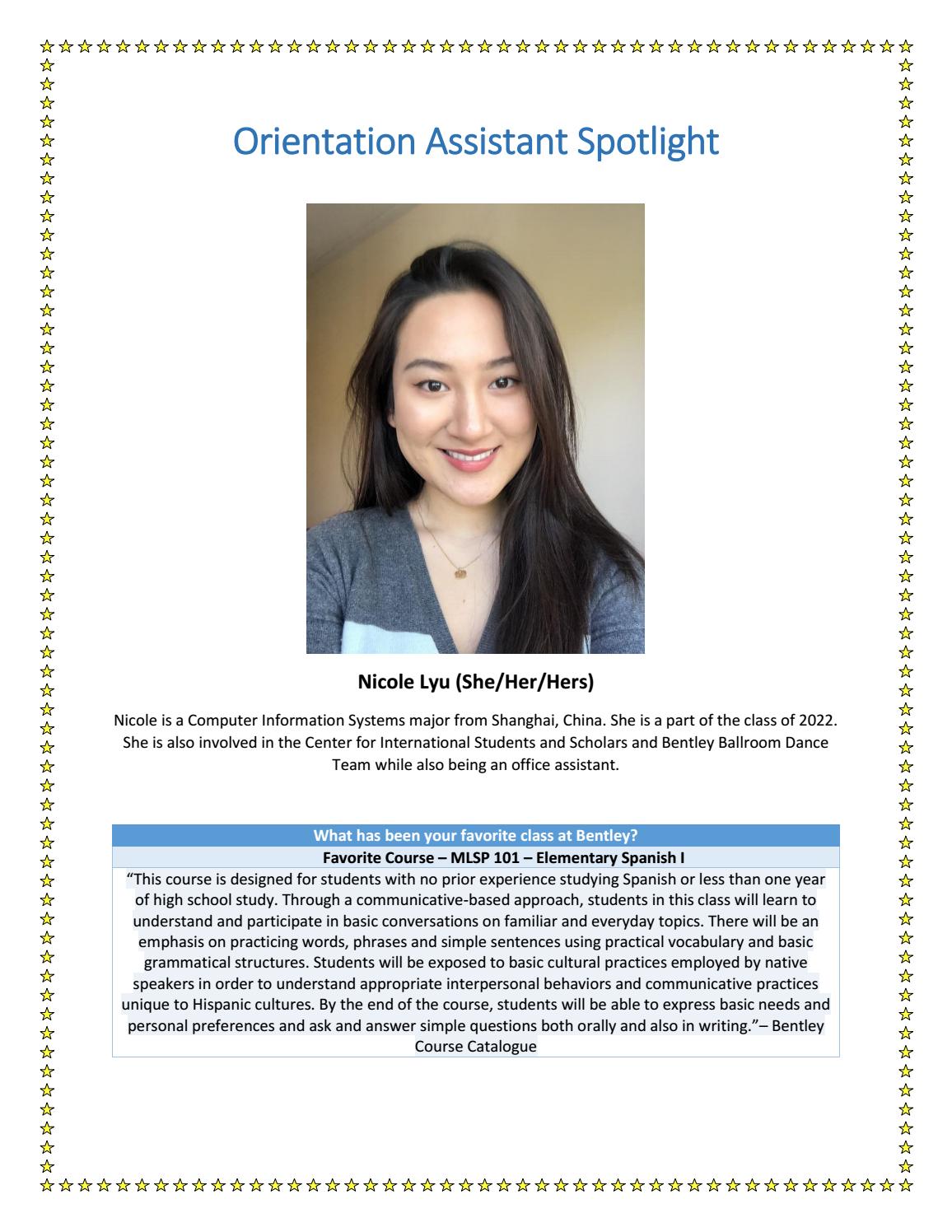 Orientation Assistant Spotlight July by Bentley University New Student ...