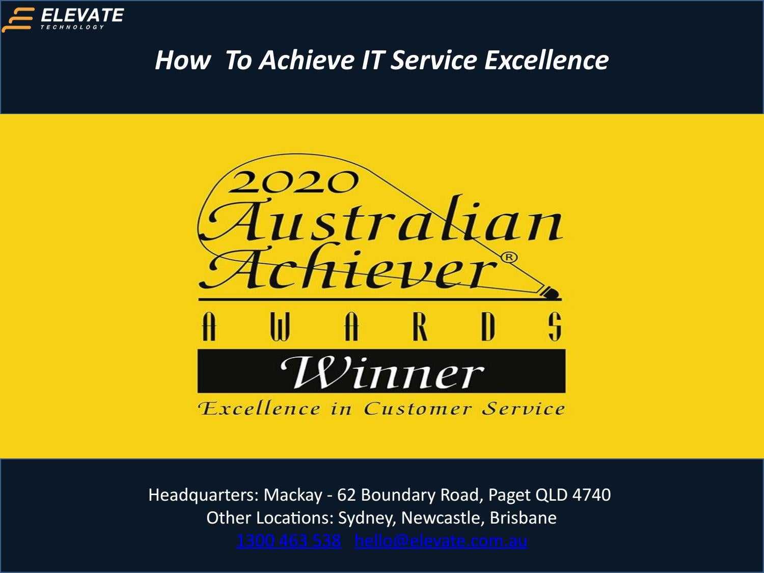 How To Achieve IT Service Excellence | Elevate Technology by Elevate ...