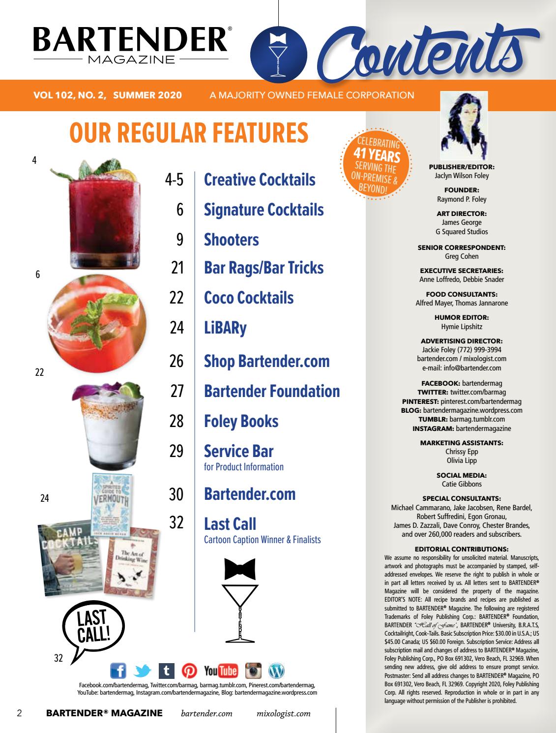 BARTENDER Magazine Summer 2020 by Foley Publishing Corporation - Issuu