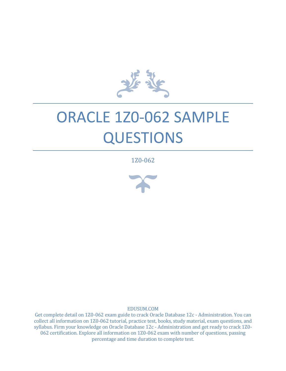 [pdf] Oracle 1z0 062 Sample Questions By Alice Cooper Issuu