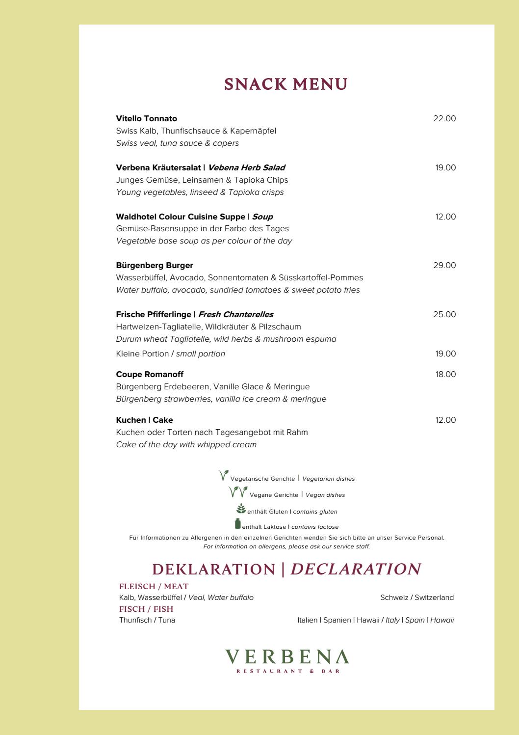 Verbena Snackkarte | DE & EN by The Bürgenstock Selection - Issuu
