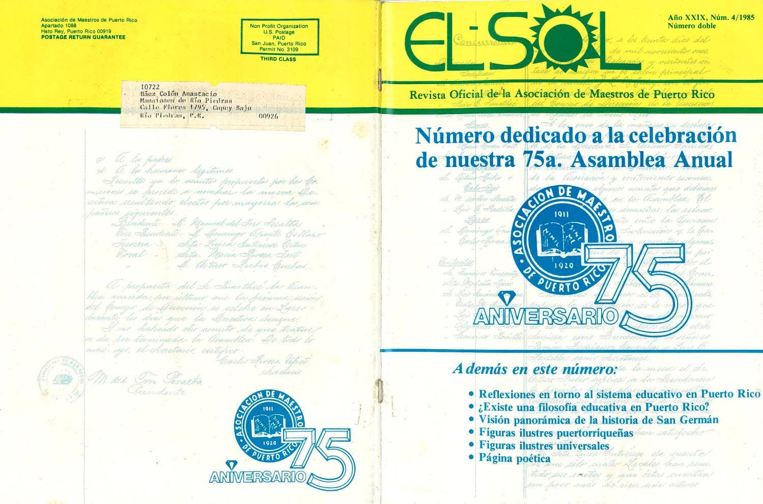 El Sol Año XXIX Núm 4, 1985 75a. Asamblea Anual by Asociación de ...