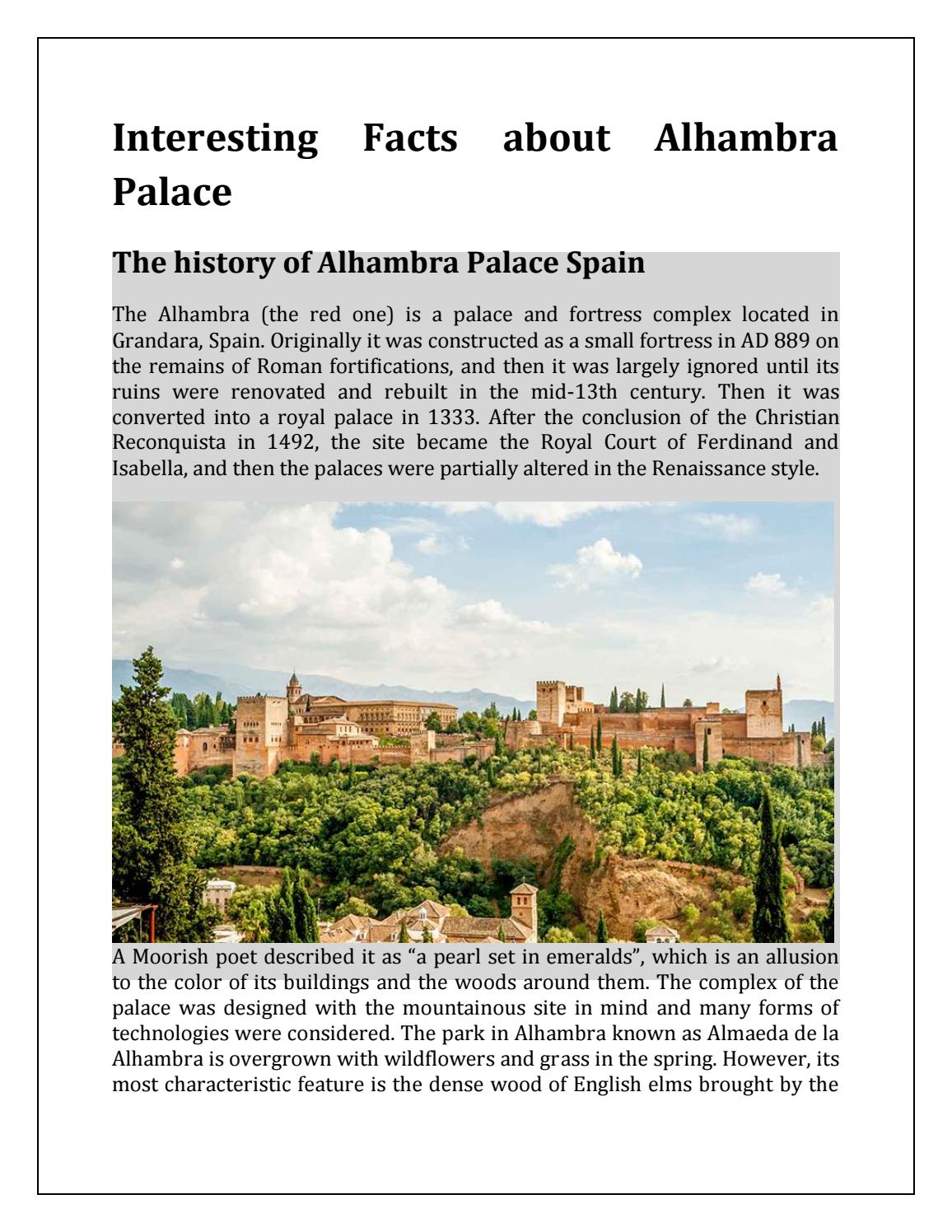Interesting Facts about Alhambra Palace by Spain visa - Issuu