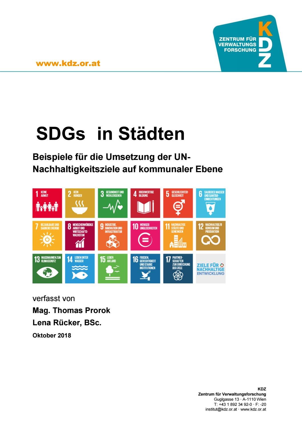 SDGs in Städten: Beispiele für die Umsetzung der UN-Nachhaltigkeitsziele auf kommunaler Ebene by ...