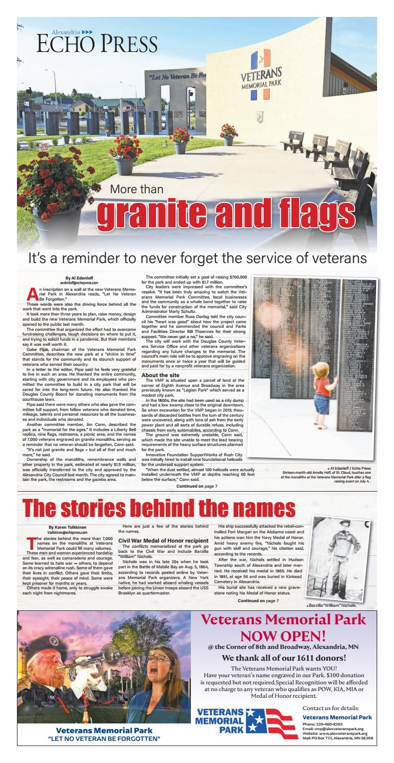 A special salute to the Alexandria Veterans Memorial Park by Echo Press ...
