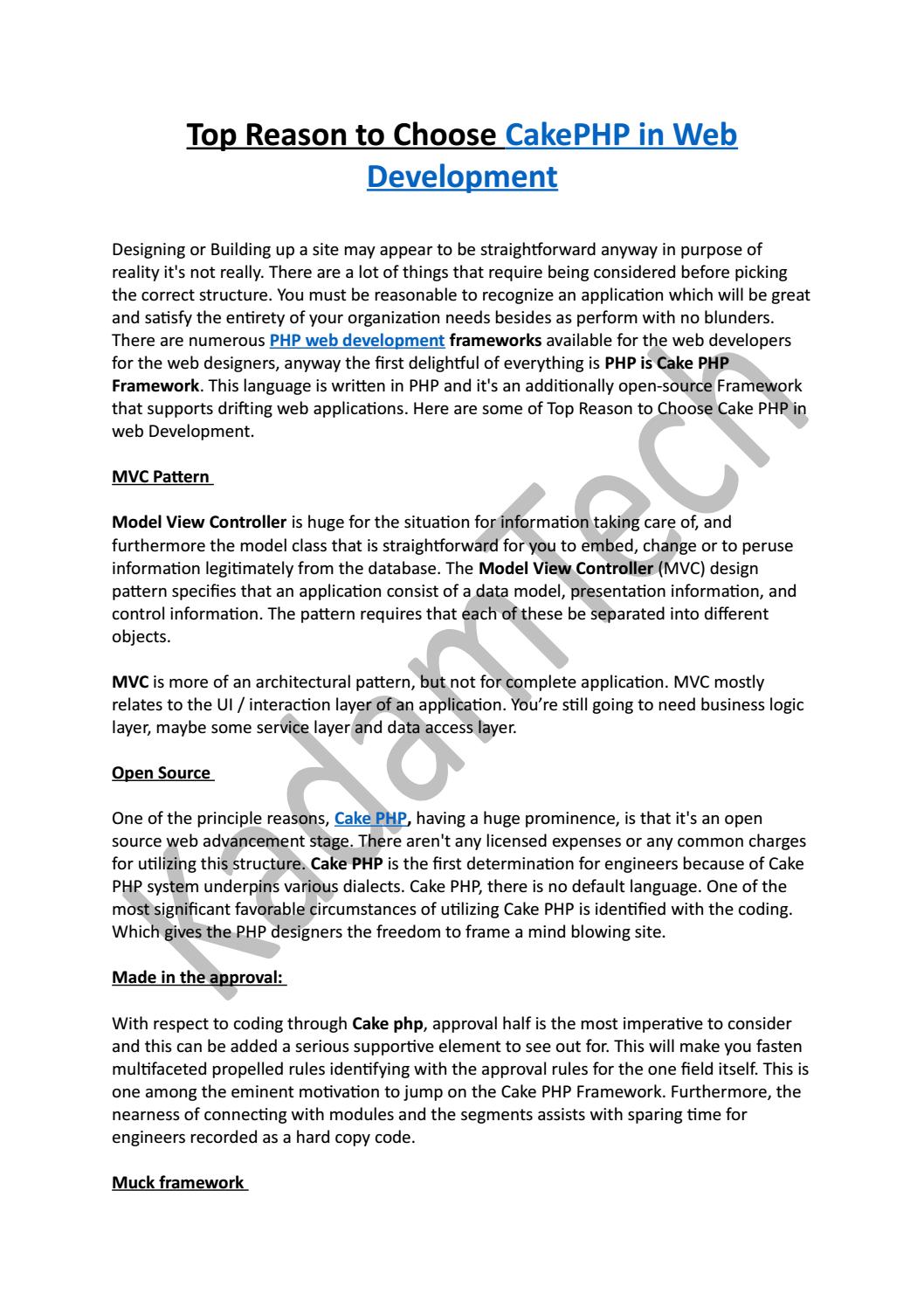 Top CakePHP Development Company in India | CakePHP Web Development by KadamTech - Issuu